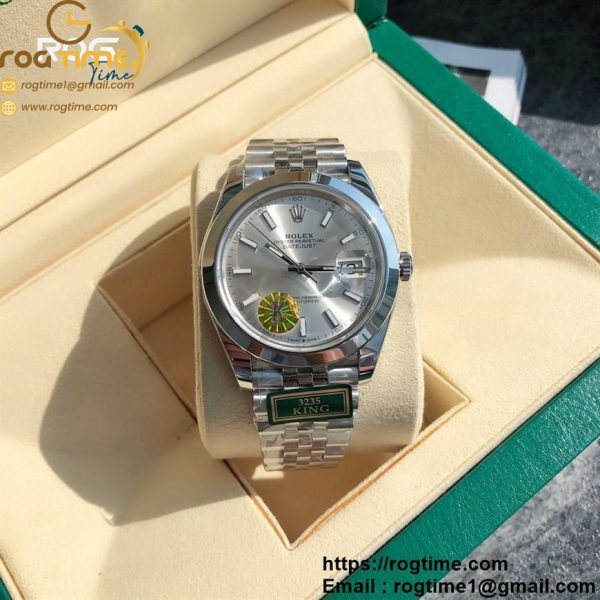 DateJust 41 SS Polished Bezel KING 1:1 Best Edition 904L Steel Silver ...